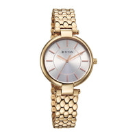 Titan Eminence Quartz Analog Silver Dial Rose Gold Strap Watch For Wom